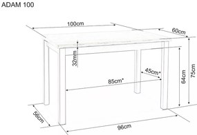 Jídelní stůl Adam 100 cm dub artisan/černý