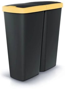 MAXIVA Odpadkový koš - COMPACTA Q DUO, černá nádoba, 50 l Barva: světle žlutá