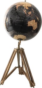 Černý dekorativní glóbus na dřevěné trojnožce Globe - 28*26*57 cm