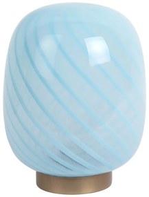 Světle modrá stolní lampa se skleněným stínidlem (výška 20 cm) Summer Globe – Leitmotiv