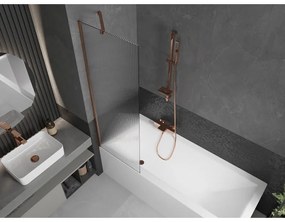 Mexen Next, vanová zástěna 1-křídlová 60 x 150 cm, fixní křídlo, 6 mm sklo s pruhy, růžové zlato profil, 895-060-000-00-09-60