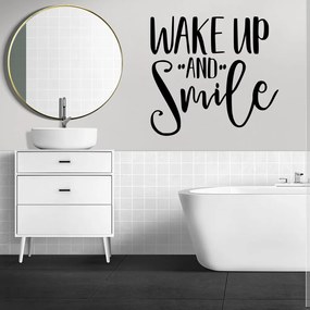 Živá Zeď Samolepka na zeď Nápis Wake up and Smile Barva: černá