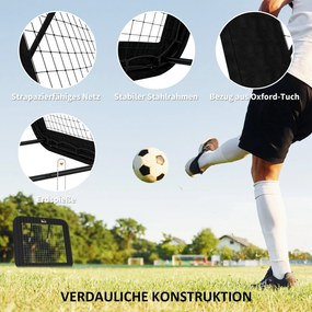 HOMCOM Skládací fotbalová branka Rebounder Odrazová stěna s 5 stupni nastavení pro více sportů 128x118x108-120cm | Aosom.de