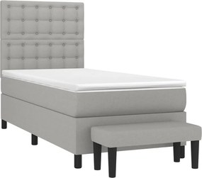 Box spring postel s matrací světle šedá 90x190 cm textil 3136877