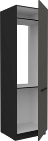 ARIA pe | vysoká skříňka 60 LO-210 2F na vestavnou lednici | 60 cm | ANTI FINGERPRINT povrch | černá/šedá grafit