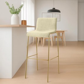 Sada 2 barových židlí Hoover látka čtyřnohá konstrukce Gold – krémová
