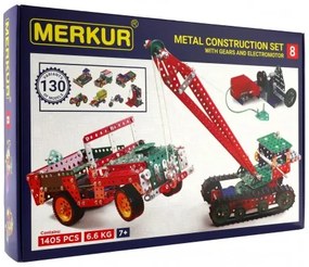 Stavebnice MERKUR 8 130 modelů 1405ks 5 vrstev v krabici 54x36,5x8,5cm