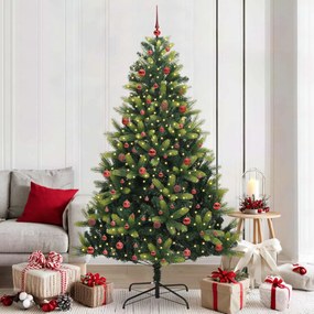 Umělý skládací vánoční stromeček 300 LED Zelená 210 cm PVC a PE 3396000