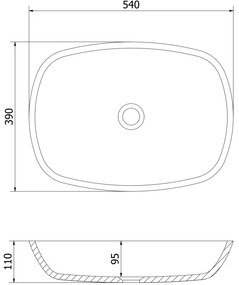 Mexen Araks, skleněné umyvadlo na desku 54 x 39,5 x 11 cm, černá, 24155470