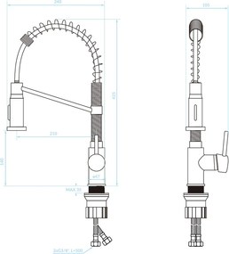 Kuchinox Loco, vysoká dřezová baterie s flexibilním výtokem, chromová, LAV-BQC_06SD