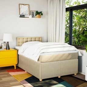 Box spring postel s matrací krémová 120x190 cm textil 3289714