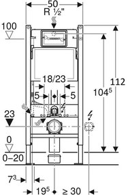 Geberit Duofix WC modul 112 cm s nádržkou Delta 12 cm, 4/2 litry, 458.129.00.1