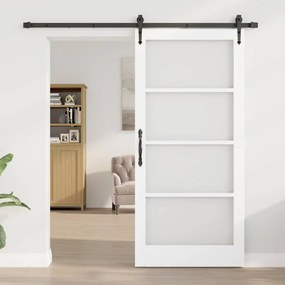 Posuvné dveře 93 x 202 cm Masivní borové dřevo a sklo 3332400