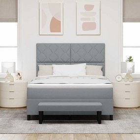 Postel s boxspringem s čelo Světle šedá 160 x 200 cm textil 3344156