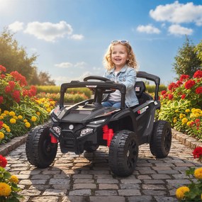 AIYAPLAY dětské elektroauto 12V s 2 motory, dálkové ovládání 2,4G, zadní odpružení, světla, hudba, černá