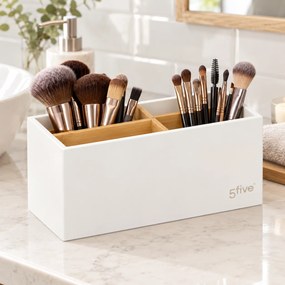 5Five® Bílý organizér, stojan se 4 přihrádky na stojící předměty, SELENA WHITE