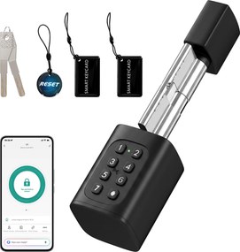 HOMCOM Chytrý dveřní válec, 5 v 1 s otiskem prstu, kódem, aplikací, NFC kartou a klíčem, společný přístup, Bluetooth válec