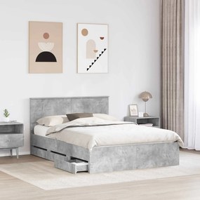 Rám postele s čelo Betonově šedá 160 x 200 cm Inženýrské dřevo 3407966