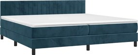 Box spring postel s matrací tmavě modrá 200x200 cm samet 3141447