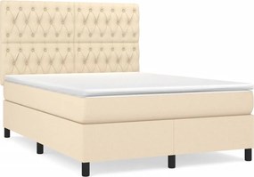 Box spring postel s matrací krémová 140x190 cm textil 3142014