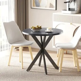 HOMCOM kulatý jídelní stůl 75 x 75 cm, kuchyňský stůl pro 2-4 osoby, moderní jídelní stůl s pavoučím nohou, černá
