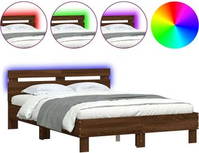 Rám postele s čelem a LED osvětlením hnědý dub 120 x 200 cm 3207559