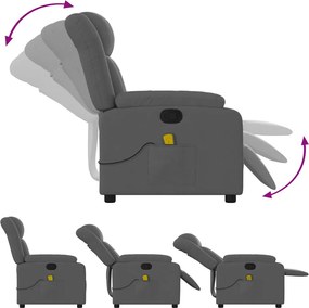 Masážní křeslo s polohovacím mechanismem, tmavě šedé, látkové 3205777