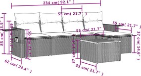 6dílná zahradní sedací souprava s poduškami béžová polyratan 3256870