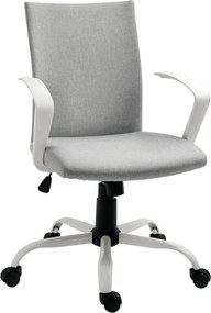 Vinsetto Kancelářská Židle s Nastavitelnou Výškou, Houpací Funkcí, Otáčecí Kancelářská Židle s Nosností 120 Kg, 61 x 61 x 99 cm Světle Šedá a Bílá | A