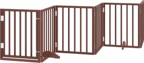Zábrana pro psy s dvířky skládací 12 panelů hnědá 600 cm topol 3155548