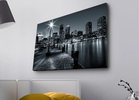 Obraz s LED osvětlením NOČNÍ MĚSTO S ŘEKOU 45 x 70 cm