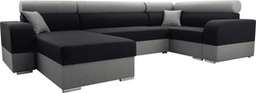 IDZ Rohová sedačka INFINITY SUPER do U, 332 cm Roh pohovky: Levý roh, Barva látky: Černá a světle šedá (Bahama 36 + Bahama 34)