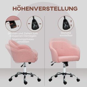 HOMCOM kancelářská židle, Teddy plyšová ergonomická desk židle, nastavitelná výška, polstrované sedadlo a opěradlo, 360° otáčení, moderní design, do …