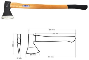 Sekera PROFI 1600Gx32" (dřevěná násada) (6/12)