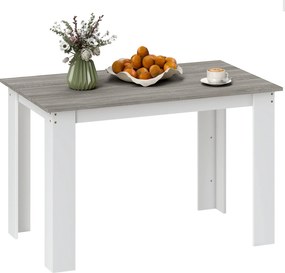 HOMCOM Jídelní stůl pro 4-6 osob, obdélníkový kuchyňský stůl moderní styl, nosnost 50 kg, 120x69x75 cm, šedý a bílý | Aosom