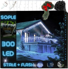 Venkovní Osvětlení rampouchy 300 Led IP44 Pevné Flash sada Světelný Závěs
