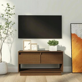 Tv Skříňka Medově Hnědá 74 X 34 X 40 Cm Masivní Borové Dřevo medová hnědá