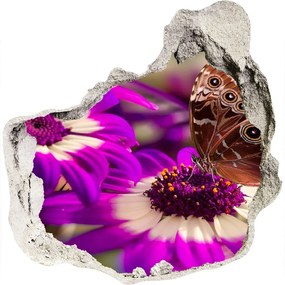 Wallmuralia Samolepící díra na stěnu Motýl na květině 75x75 cm