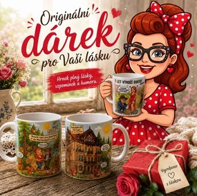 Srdcem darované Veselý hrneček pro životní partnery - na přání 3D ilustrace