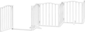 Zábrana pro psy s dvířky skládací 15 panelů bílá 750 cm topol 3155593