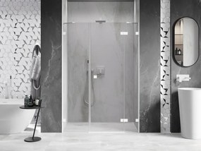Mexen Lunar, pravé otočné sprchové dveře 130 cm, 8mm čiré sklo, bílý profil, 834S-130-050-20-00-P