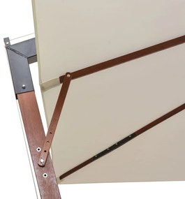 Závěsný slunečník s dřevěnou tyčí, 300x300 cm, bílá,  42968