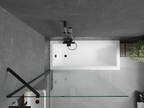 Mexen Next, vanová zástěna 1-křídlová 100 x 150 cm, fixní křídlo, 6 mm čiré sklo, černý profil, 895-100-000-00-00-70