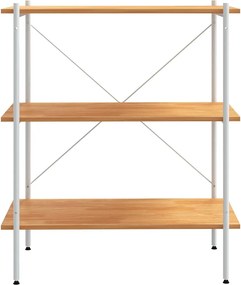 Policový regál se 3 policemi bílý a dub 80 x 40 x 92 cm 336342
