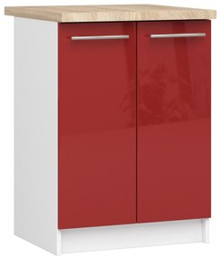 Dolní kuchyňská skříňka Ozara S60 2D (bílá + červený lesk). 1071112