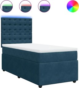 Box spring postel s matrací modrá 90 x 200 cm samet 3294554