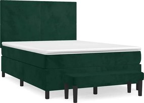 Box spring postel s matrací tmavě zelená 140x190 cm samet 3137722