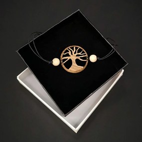 AMADEA Dřevěný náramek kulatý - strom, 3 cm
