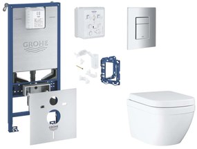 Grohe Rapid SLX - Set předstěnové instalace, klozetu, sedátka SoftClose, tlačítka Skate Cosmopolitan a sady pro vhazování tablet, Triple Vortex, matný chrom SANI11BB2128
