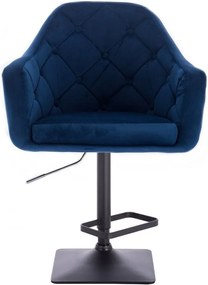 LuxuryForm Barová židle ANDORA VELUR  na černé podstavě - modrá